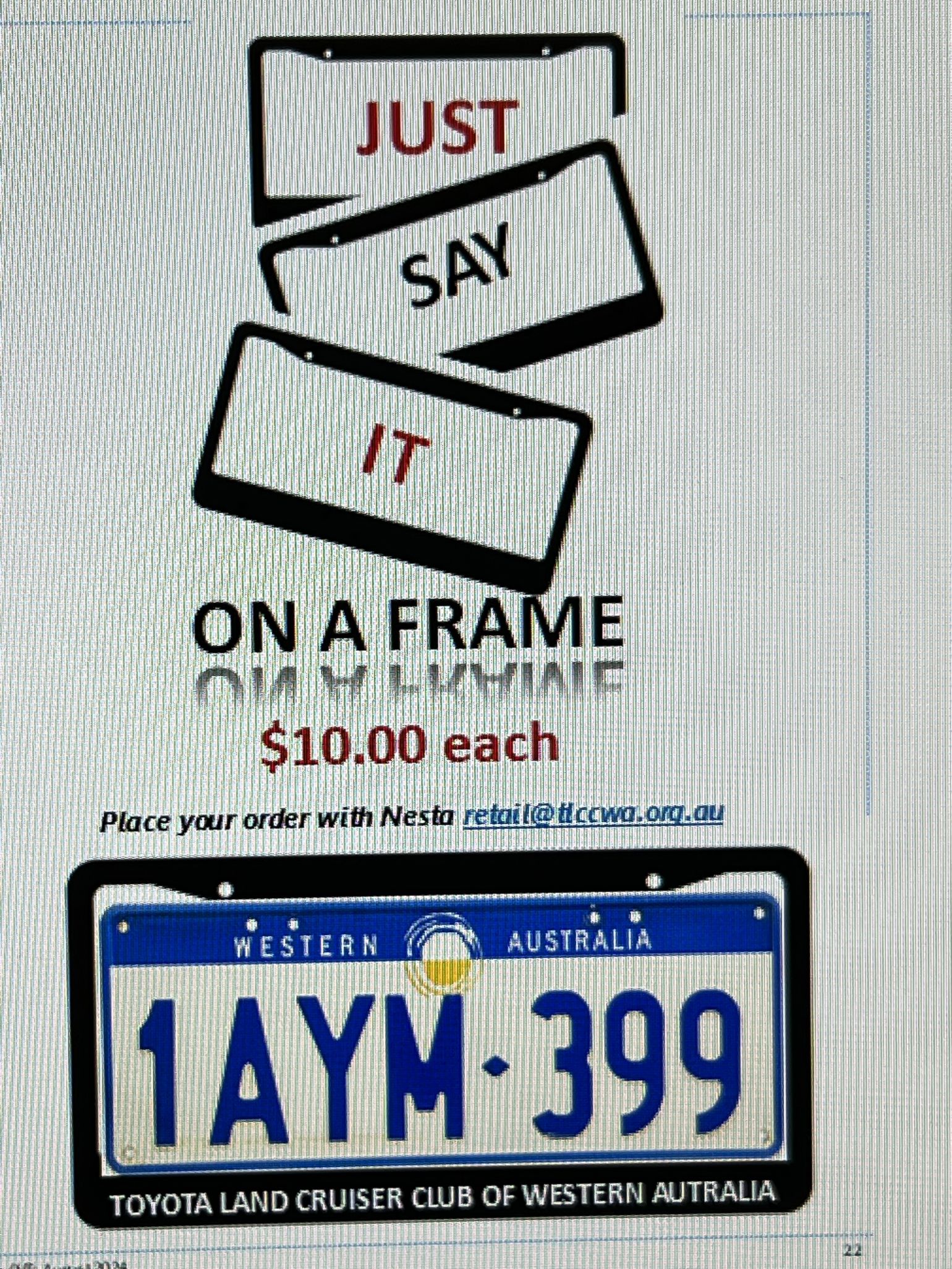 Club number plate surround – TLCCWA